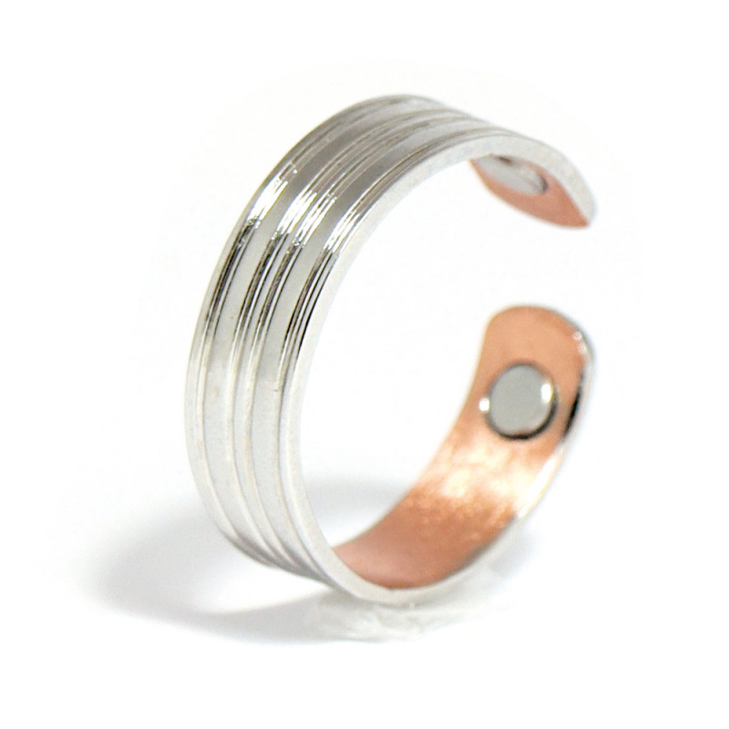 Striped Magnetic Copper Ring for Elegance & Balance - Auris